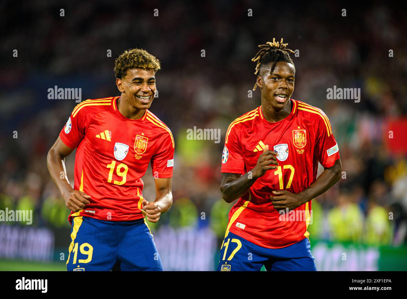 COLOGNE, GERMANY - 30 JUNE, 2024: Lamine Yamal, Nico Williams, The ...
