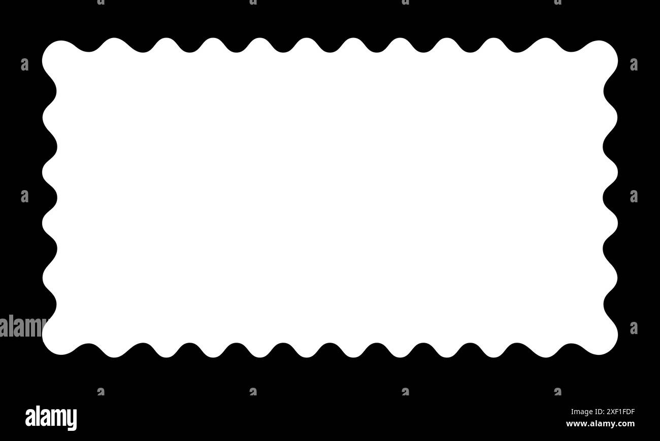 Rectangle frame with wavy inner edges. Rectangular shape with curvy borders. Scalloped picture ...