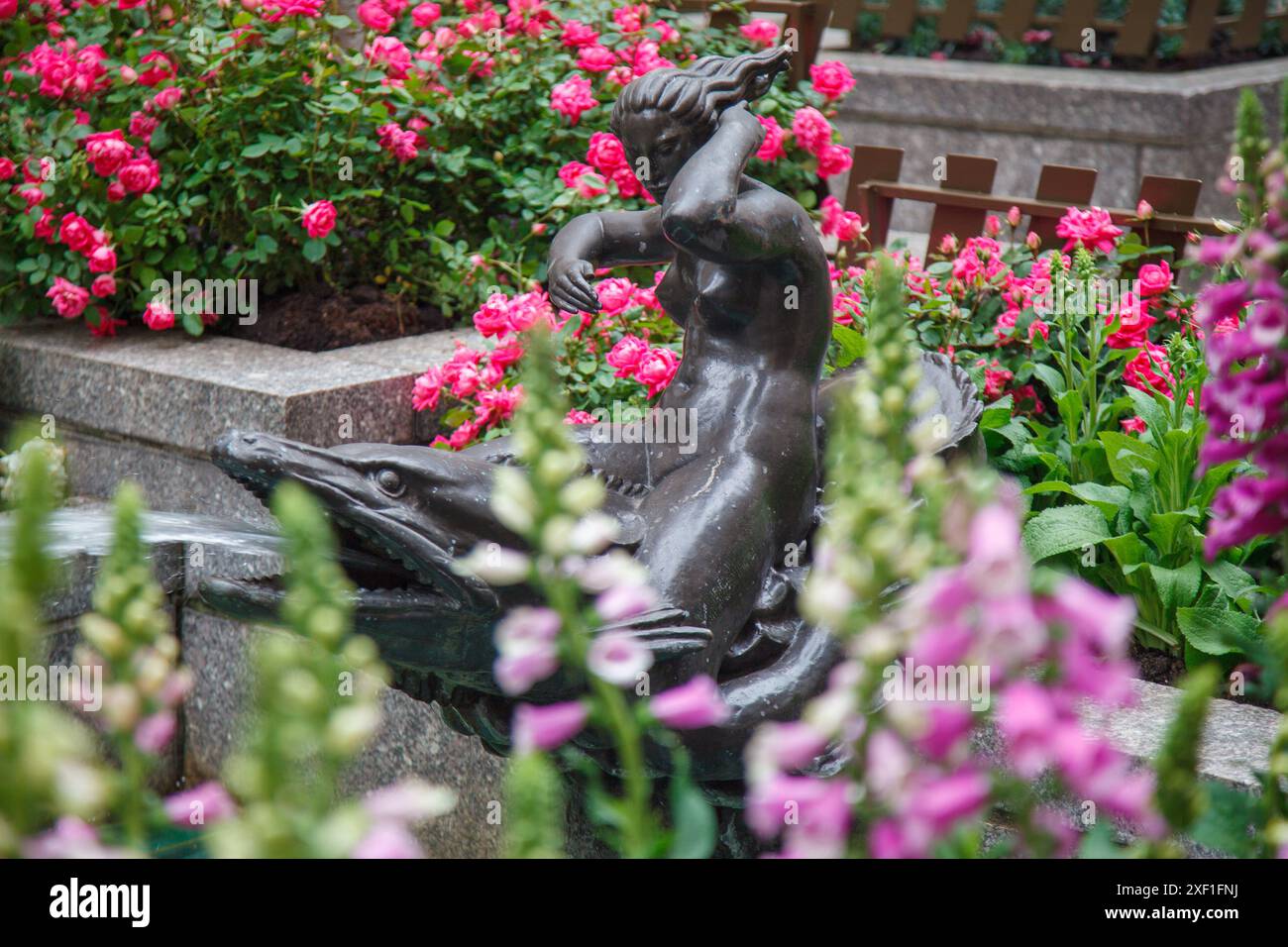 A bronze sculpture in the Channel Gardens in Midtown Manhattan ...