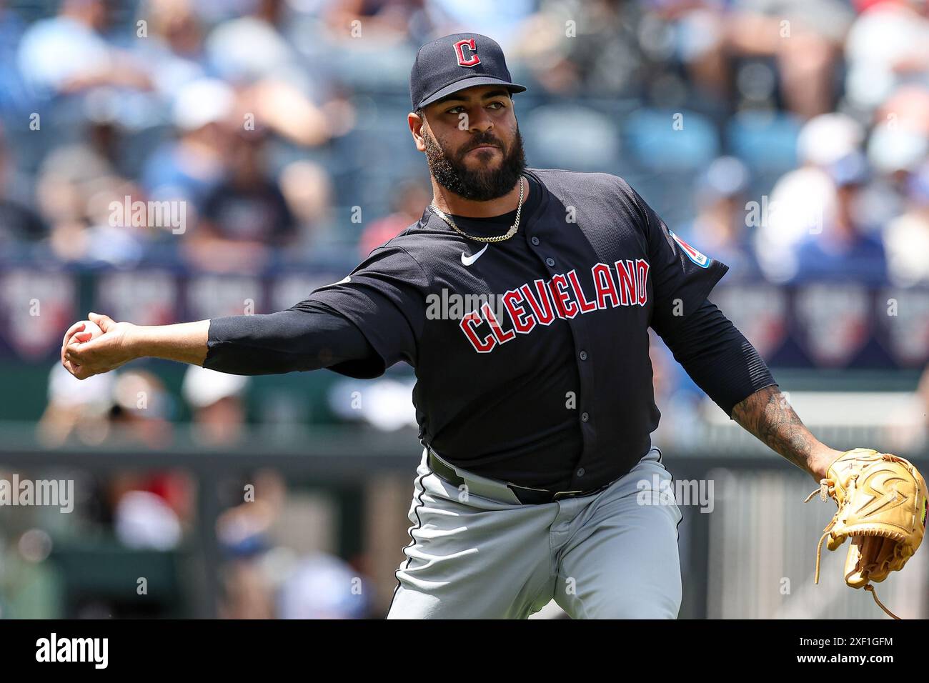 June 30, 2024: Cleveland Guardians pitcher Pedro Avila (60) throws to ...