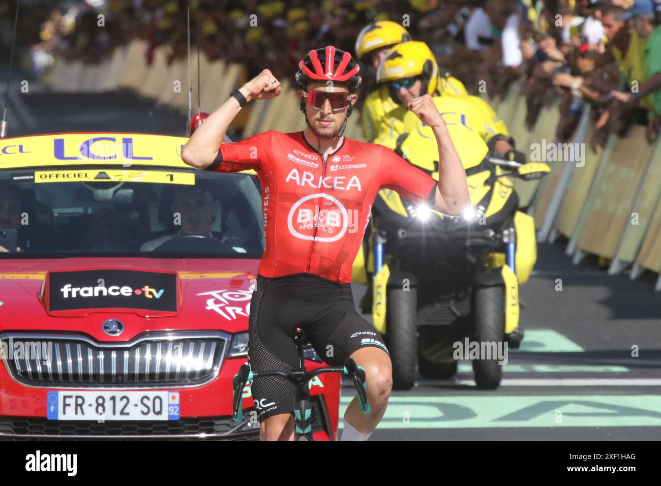 Kevin Vauquelin winner of 2024 stage 2 Tour de France in Bologne Italy ...