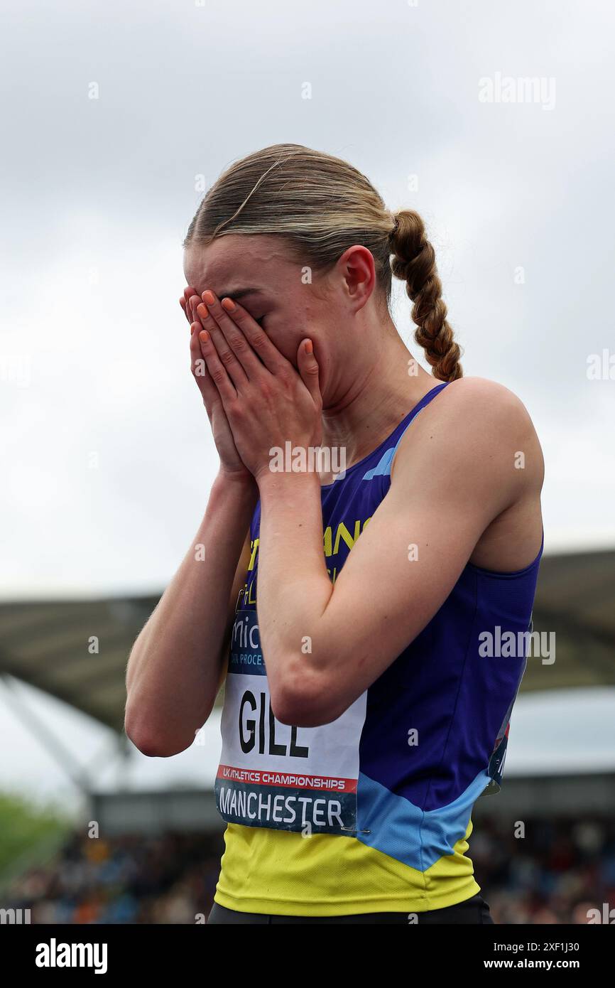 Manchester, UK. 30th June, 2024. Phoebe GILL of St Albans AC reflecting ...