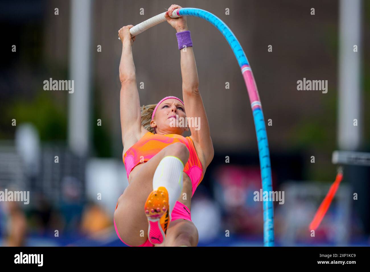 Sandi Morris competes in the women's pole vault final during the U.S ...
