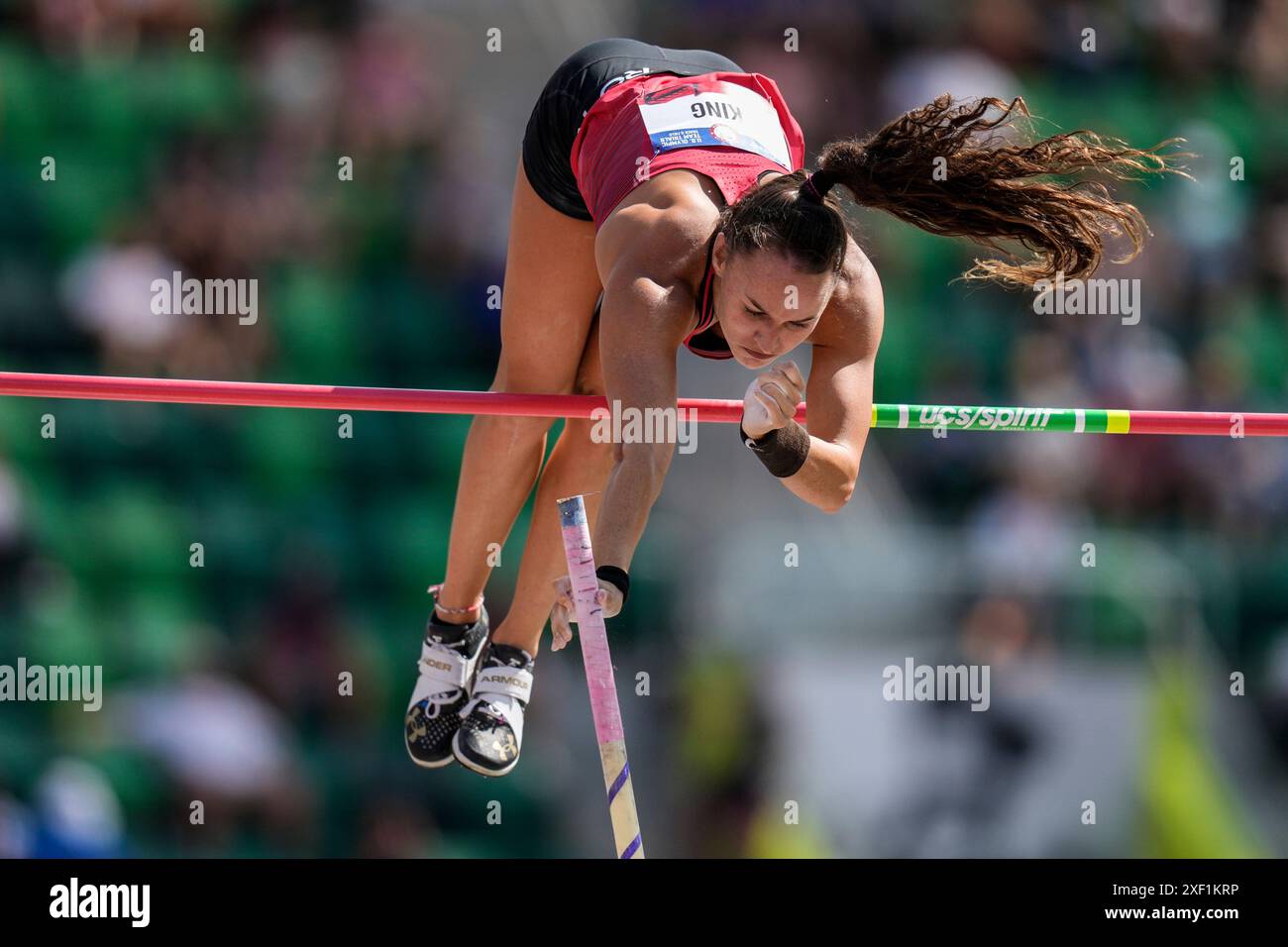 Brynn King competes in the women's pole vault final during the U.S ...