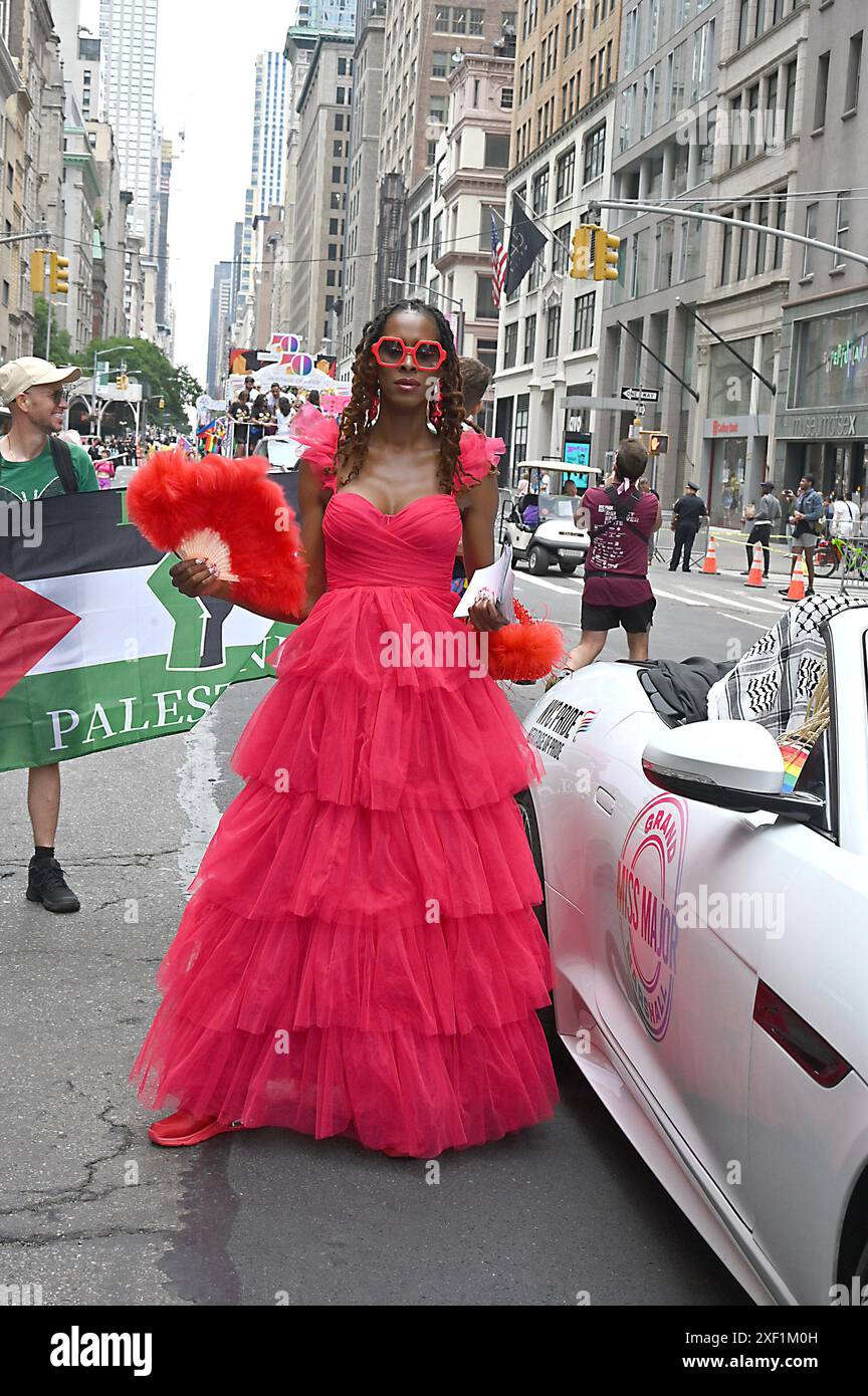 Chastity Bowick march in the 2024 NYC Pride March on Fifth Avenue in ...