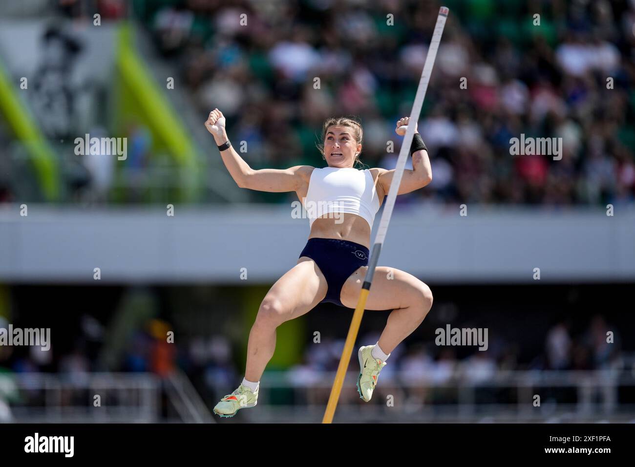 Bridget Williams competes in the women's pole vault final during the U ...