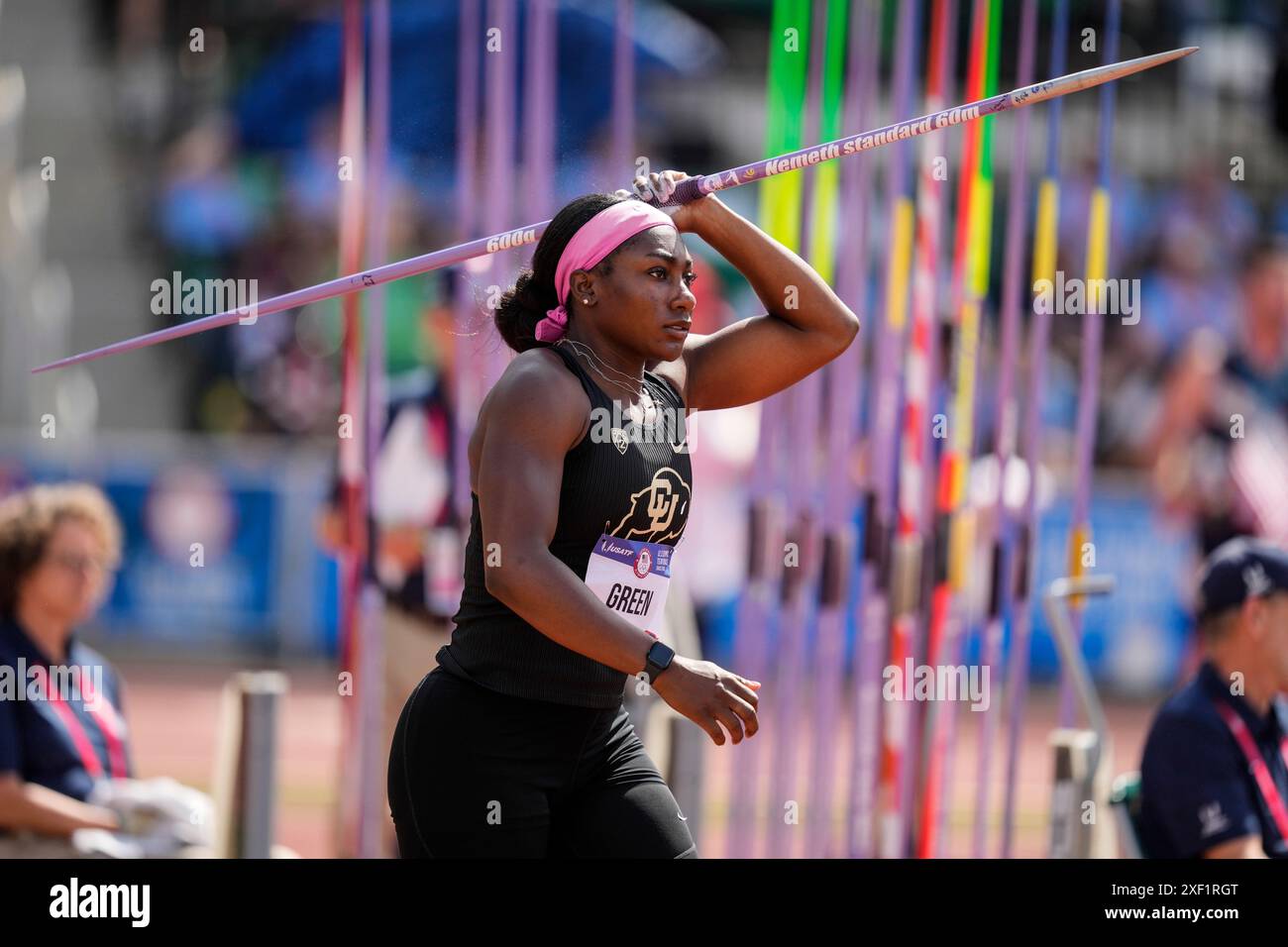 Jada Green competes in the women's javelin throw final during the U.S ...