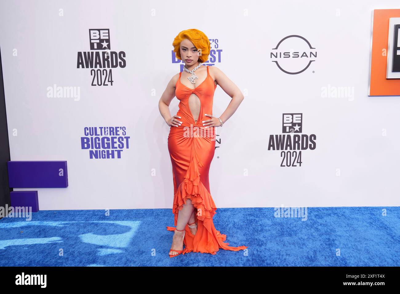 Ice Spice arrives at the BET Awards on Sunday, June 30, 2024, at the ...