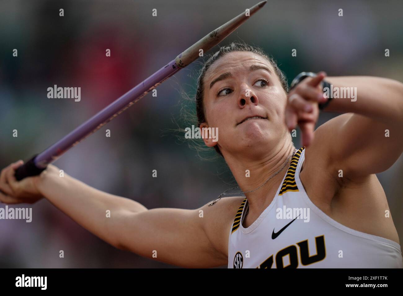 Skylar Ciccolini competes in the women's javelin throw final during the ...