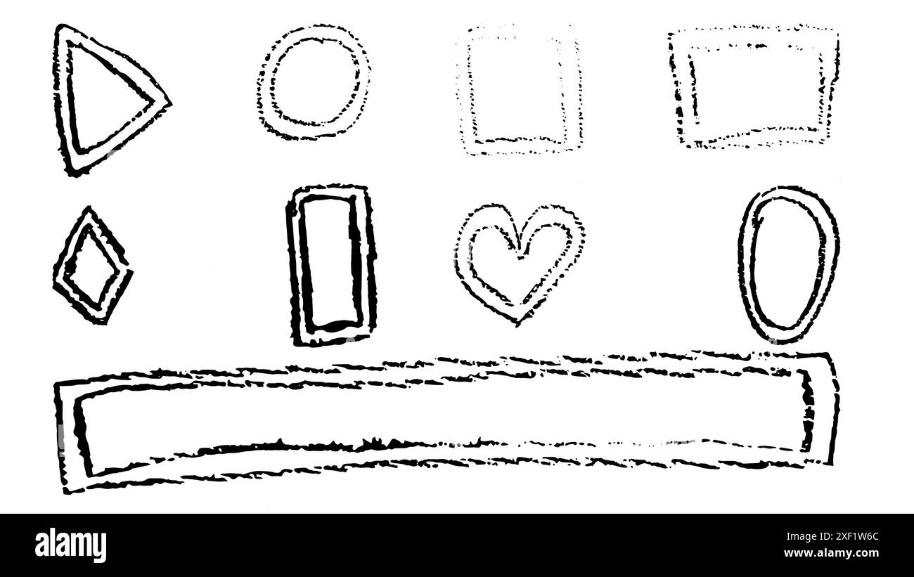 Doodles with the texture of wax chalk. Set elements imitating child ...