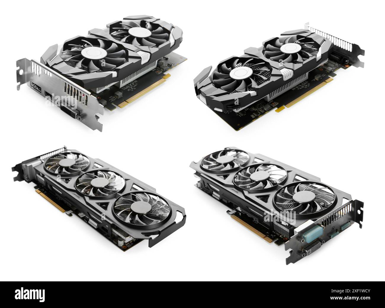 Modern graphics cards isolated on white, set Stock Photo - Alamy