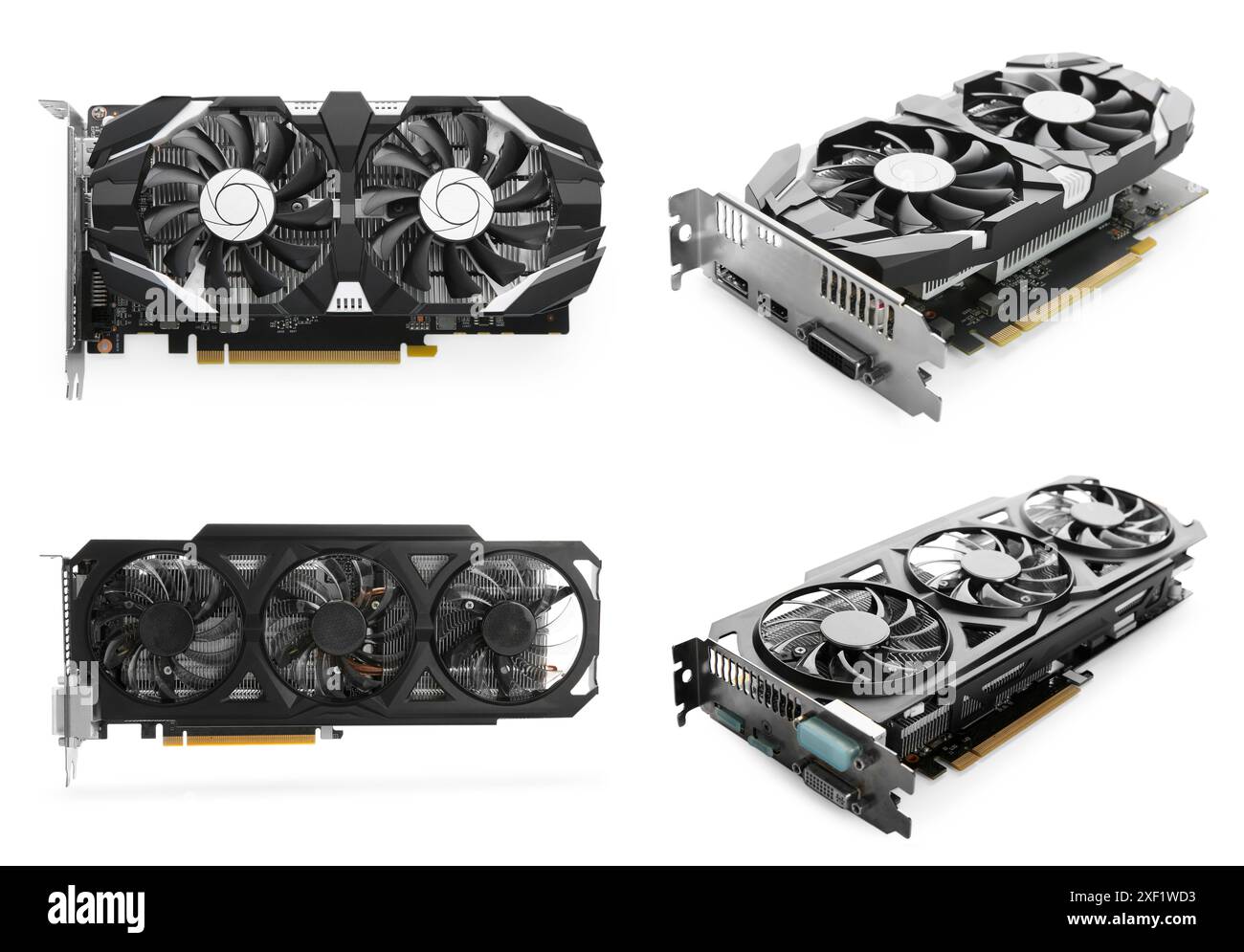 Modern graphics cards isolated on white, set Stock Photo - Alamy