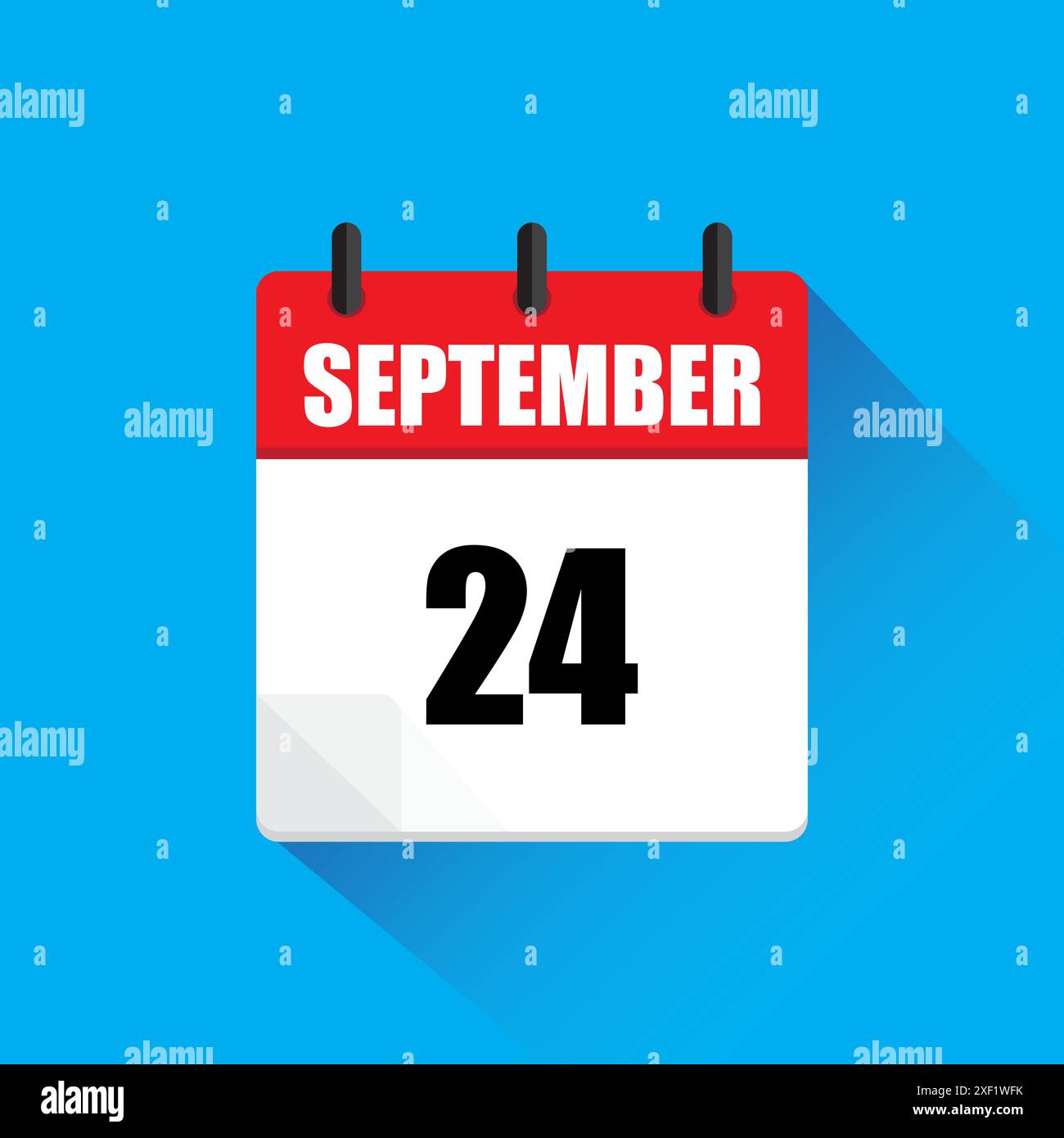Calendar icon illustration. September twenty four. Red and white design ...