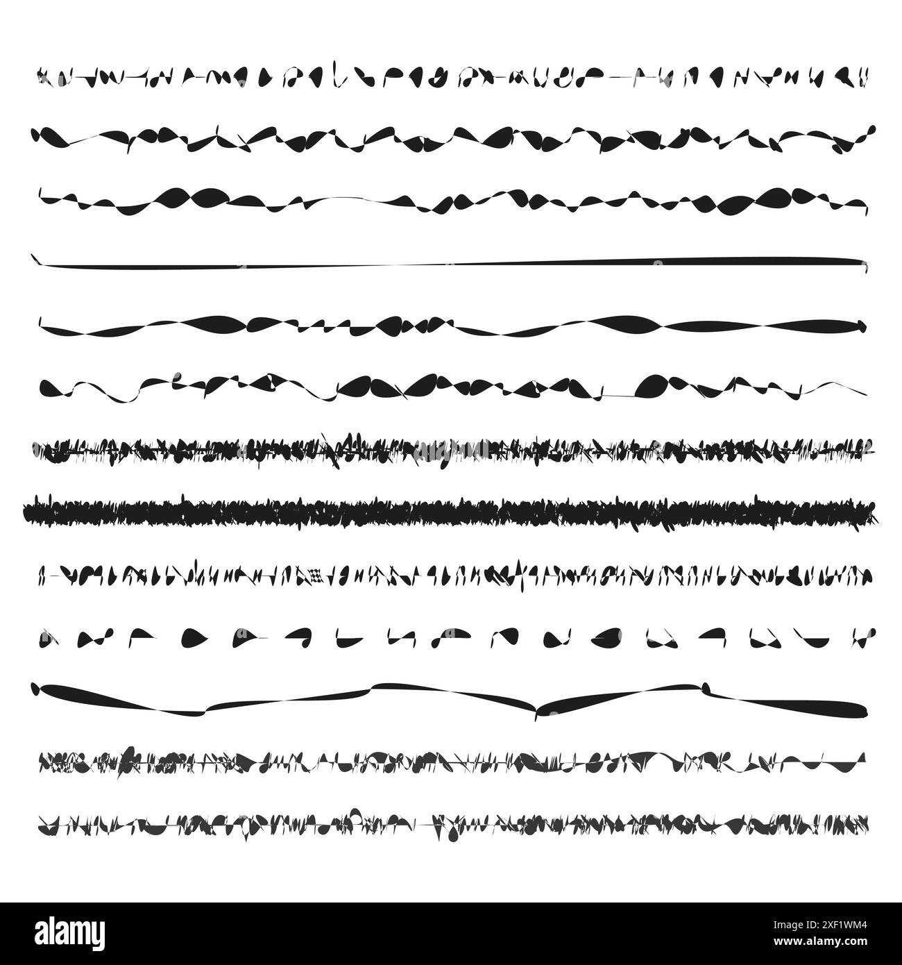Abstract Line Patterns Black Decorative Borders Various Styles Collection Vector Illustration