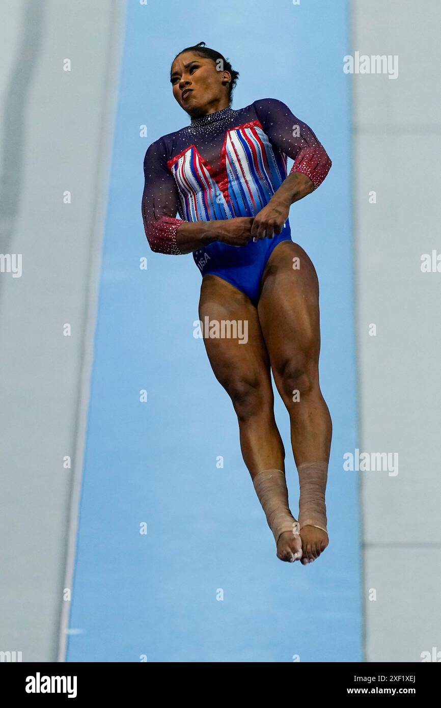 Jordan Chiles competes on the vault at the United States Gymnastics ...