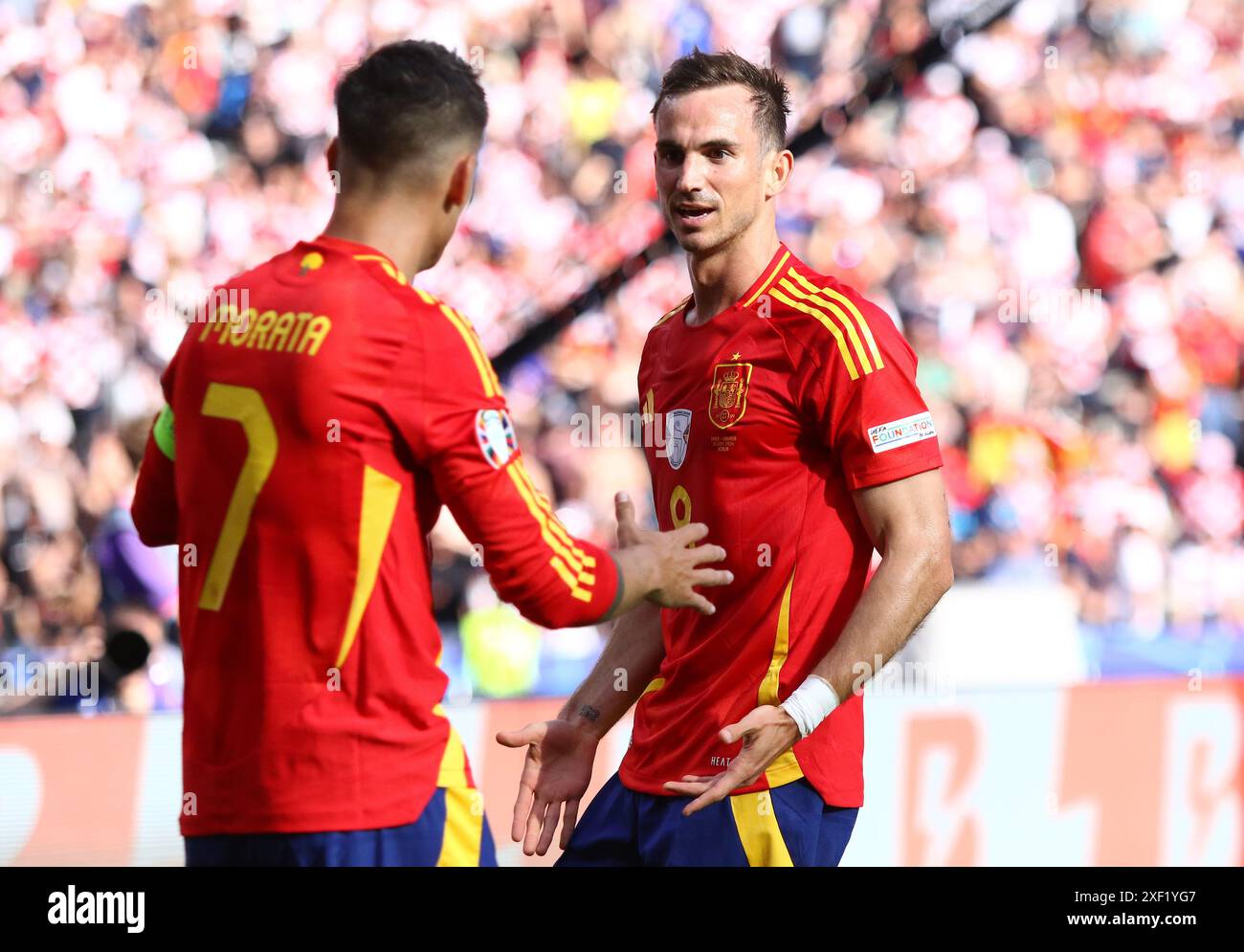 Berlin, Germany - June 15, 2024: Alvaro Morata (L) and Fabian Ruiz of ...