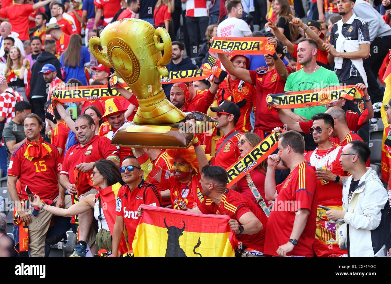 Berlin, Germany - June 15, 2024: Spanish supporters show their support ...