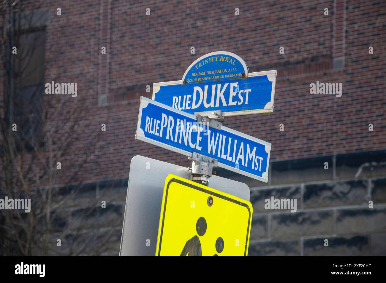 Duke and Prince William street signs in downtown Saint John, New ...