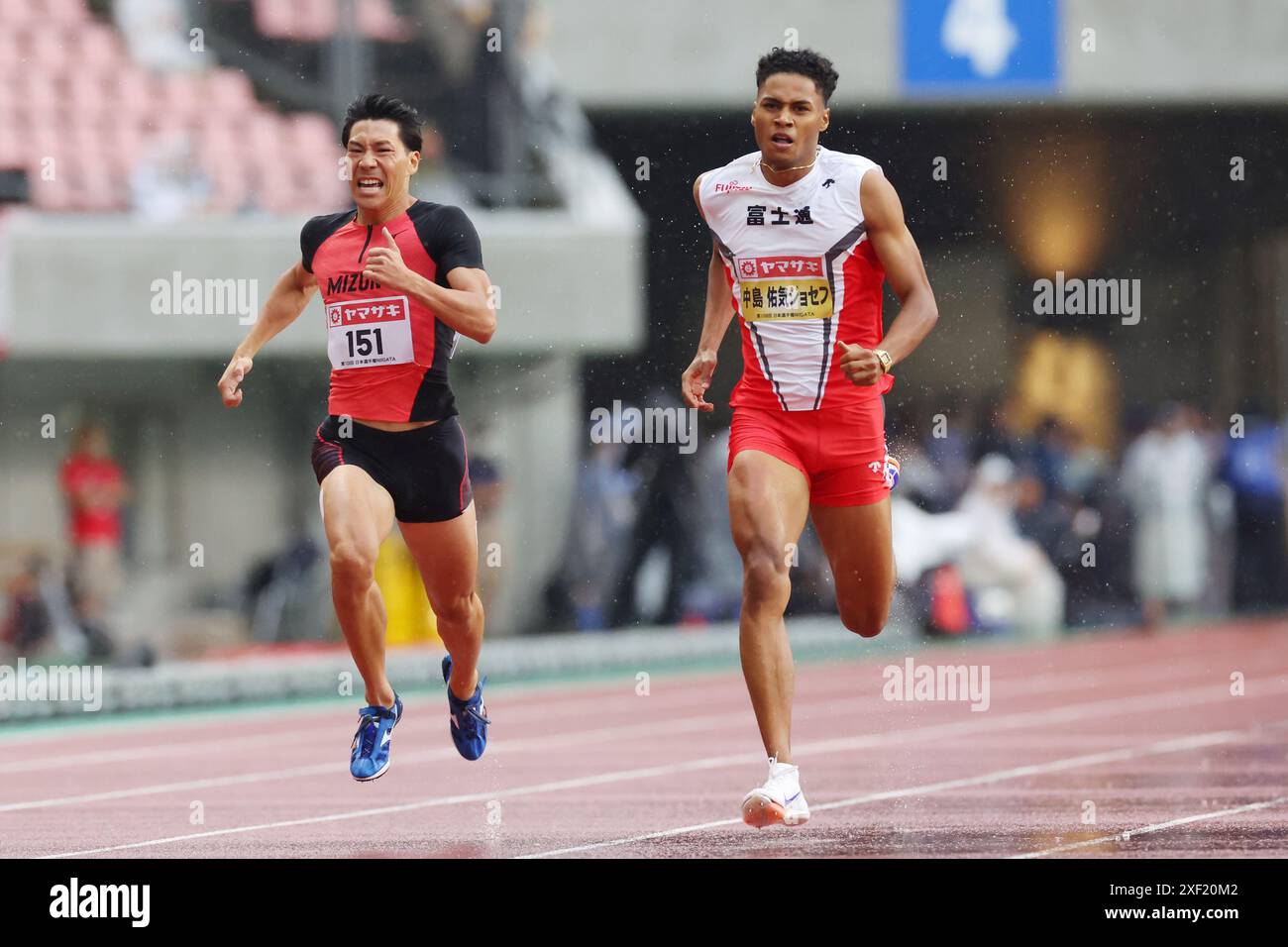 Denka Big Swan Stadium, Niigata, Japan. 30th June, 2024. (L to R) Fuga ...