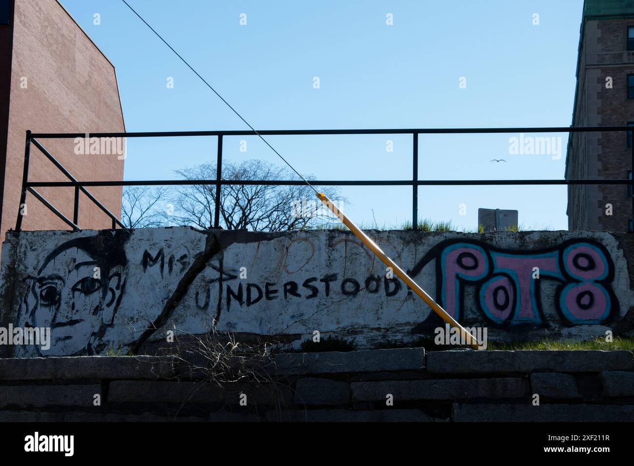 Misunderstood pot mural on a retaining wall in downtown Saint John, New ...
