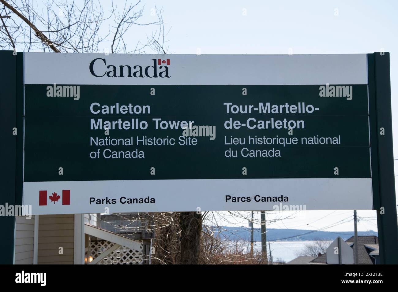 Parks Canada Carleton Martello Tower National Historic site sign in ...