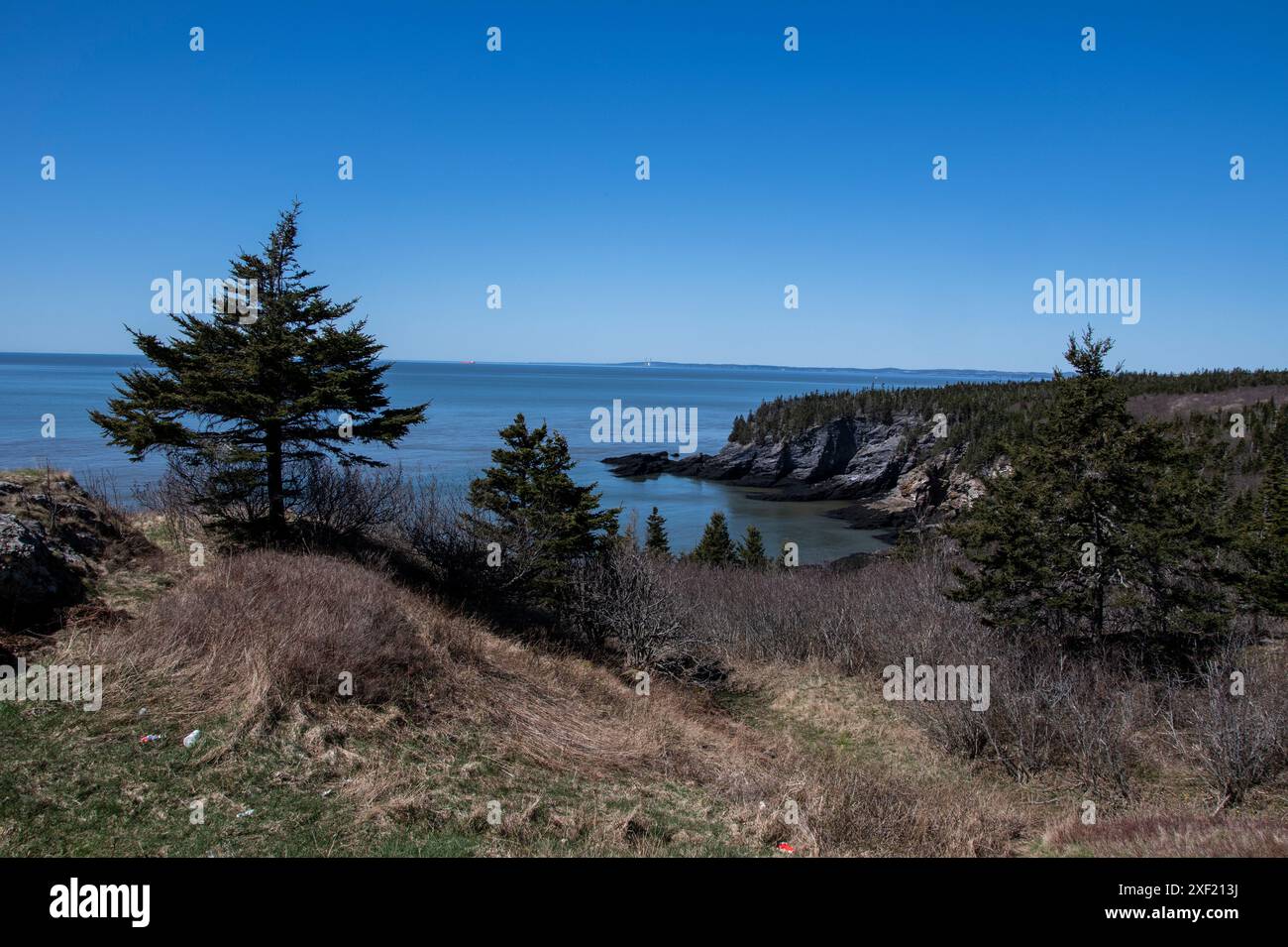 View of the Bay of Fundy and Nova Scotia from Cape Spencer Lighthouse in Saint John, New ...