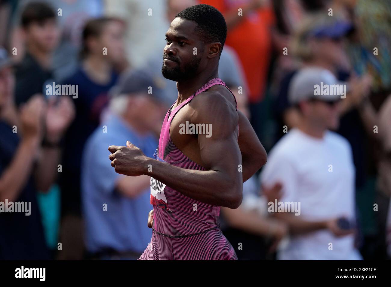 Rai Benjamin runs the men's 400-meter hurdles final during the U.S ...