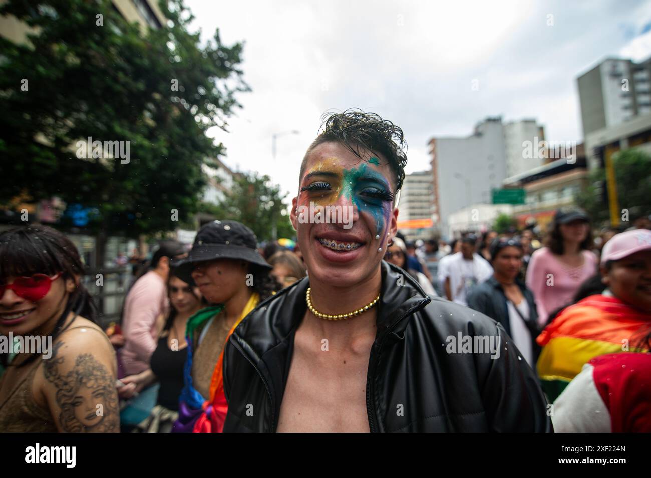 Demonstrators and members of the LGTBIQ+ community take part during the ...