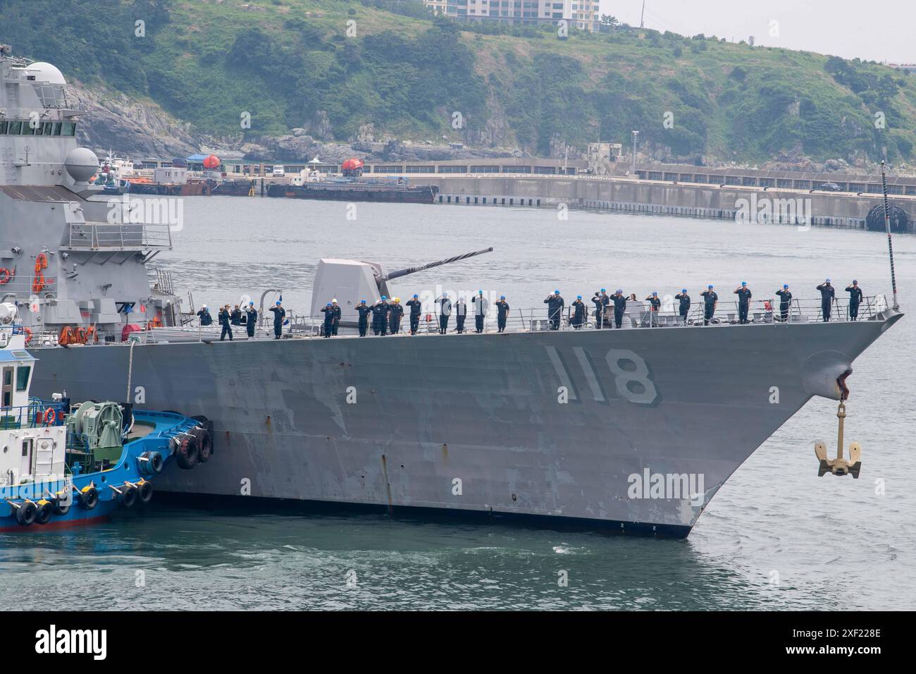 BUSAN, Republic of Korea (June 26, 2024) U.S. Sailors salute as the ...