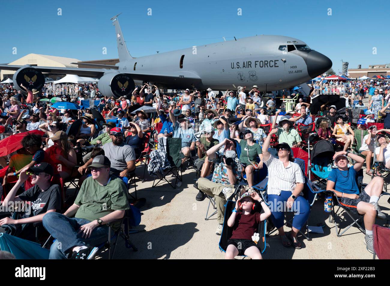 Spectators gather to watch the Warriors over the Wasatch airshow at ...