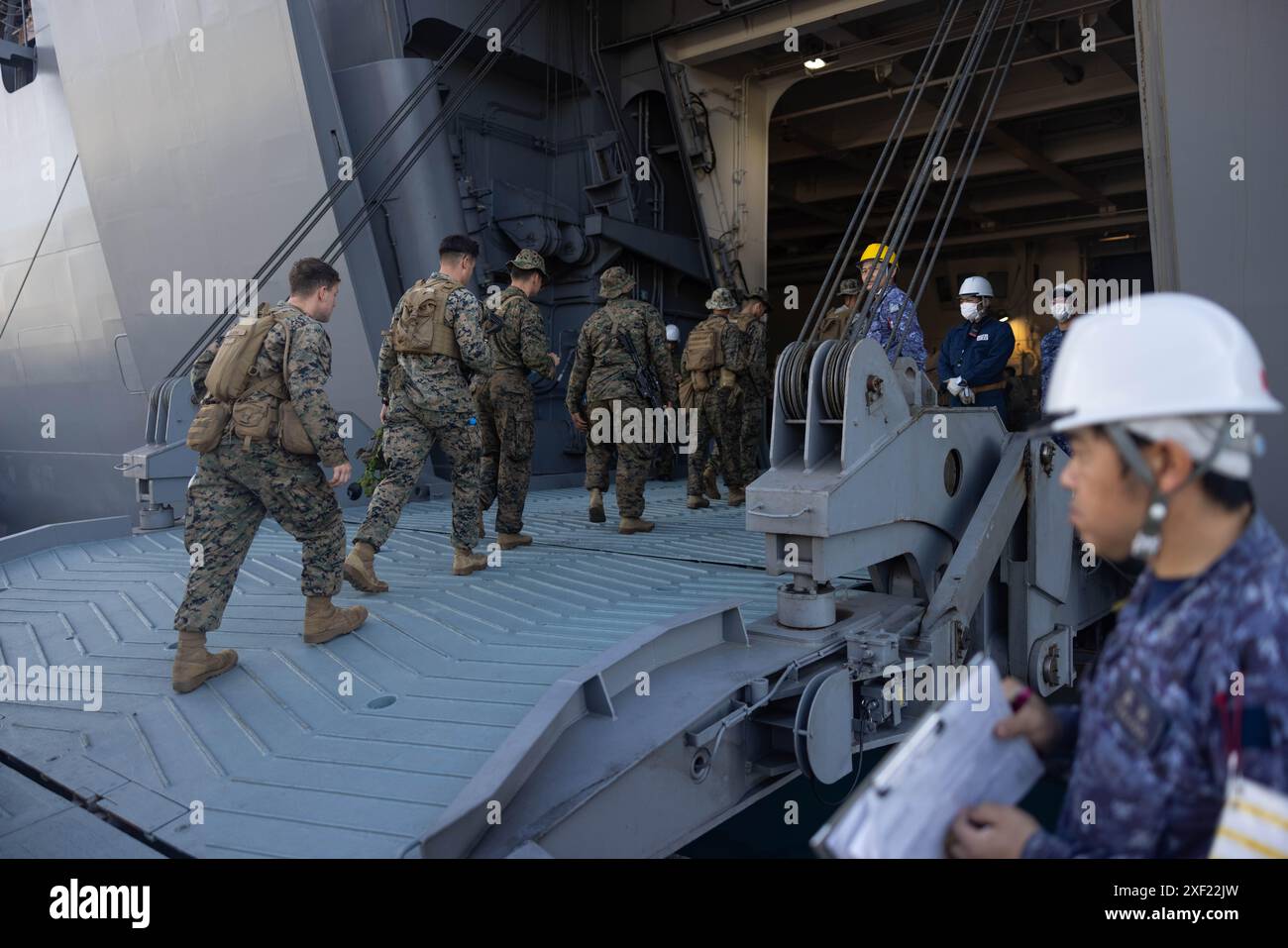 U.S. Marines with 1st Marine Division embark on the Japan Maritime Self ...