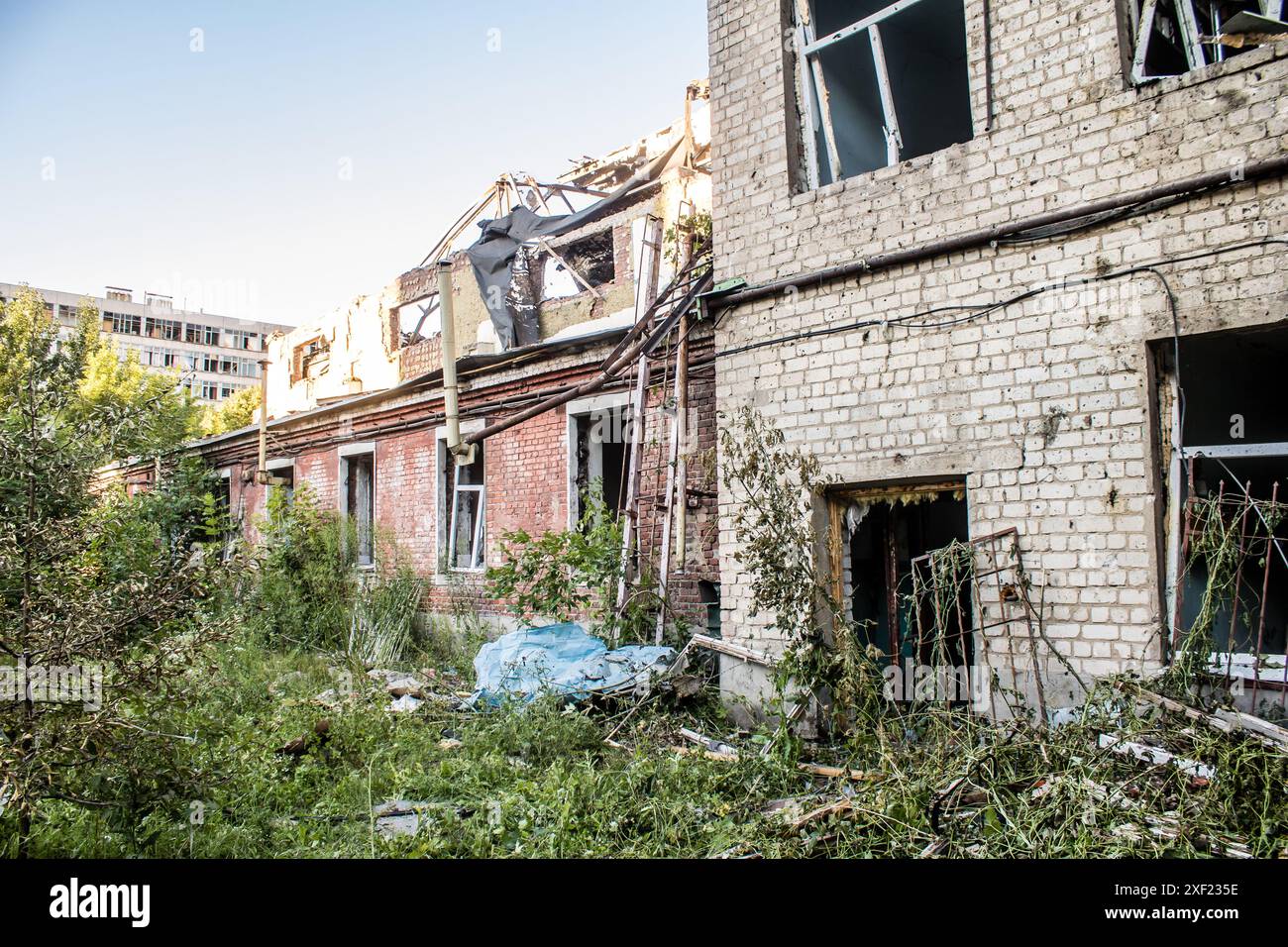 Kharkiv, Ukraine, June 30 2024 Nova Poshta terminal was destroyed with ...