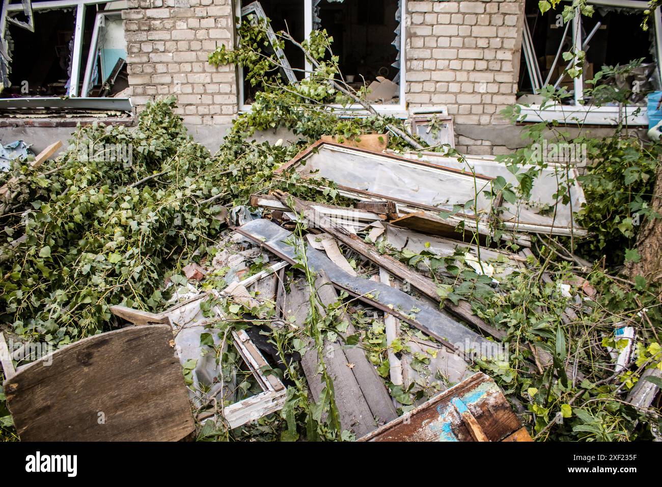 Kharkiv, Ukraine, June 30 2024 Nova Poshta terminal was destroyed with ...