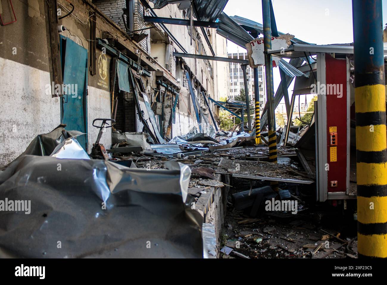 Kharkiv, Ukraine, June 30 2024 Nova Poshta terminal was destroyed with ...