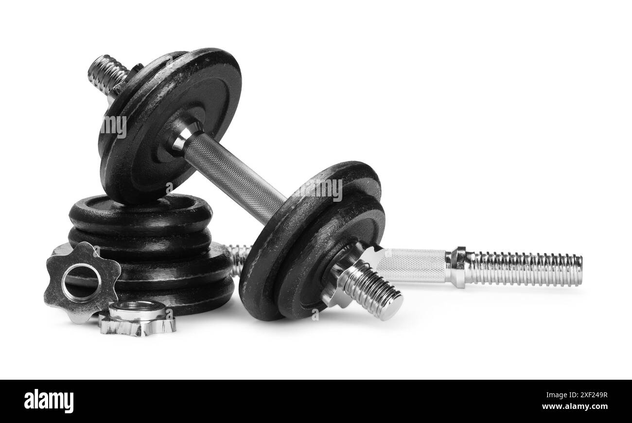 Barbell and parts of one isolated on white Stock Photo - Alamy