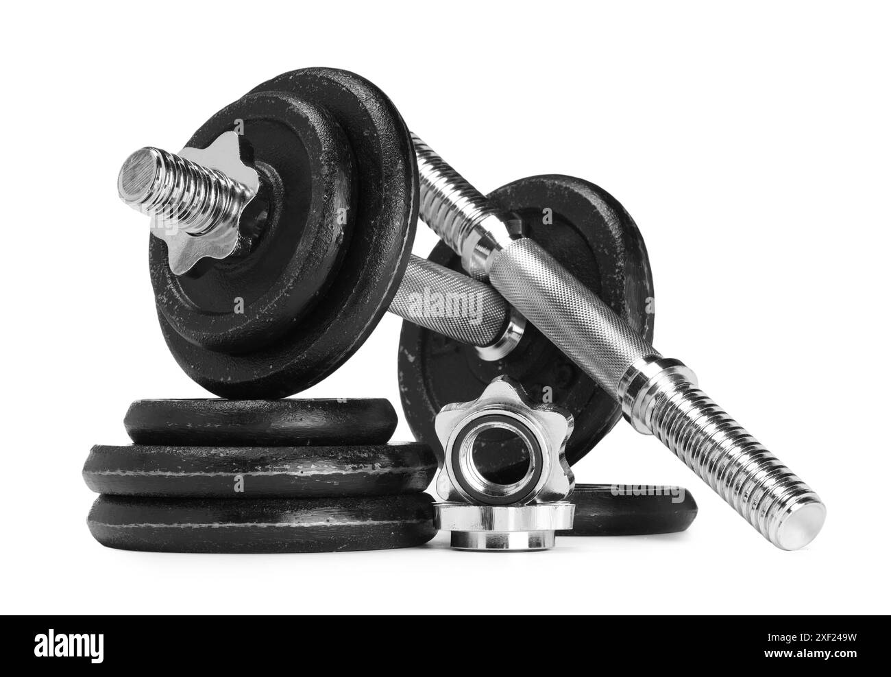 Barbell and parts of one isolated on white Stock Photo - Alamy