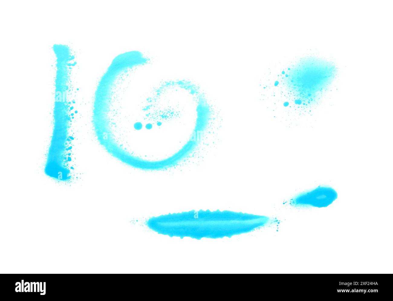 Different symbols made with light blue spray paint isolated on white ...