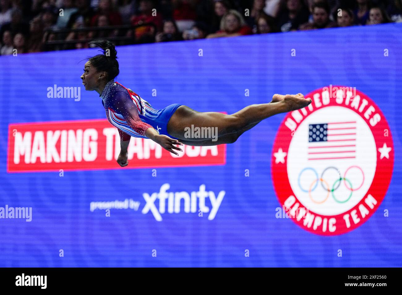 Simone Biles competes in the floor exercise at the United States ...