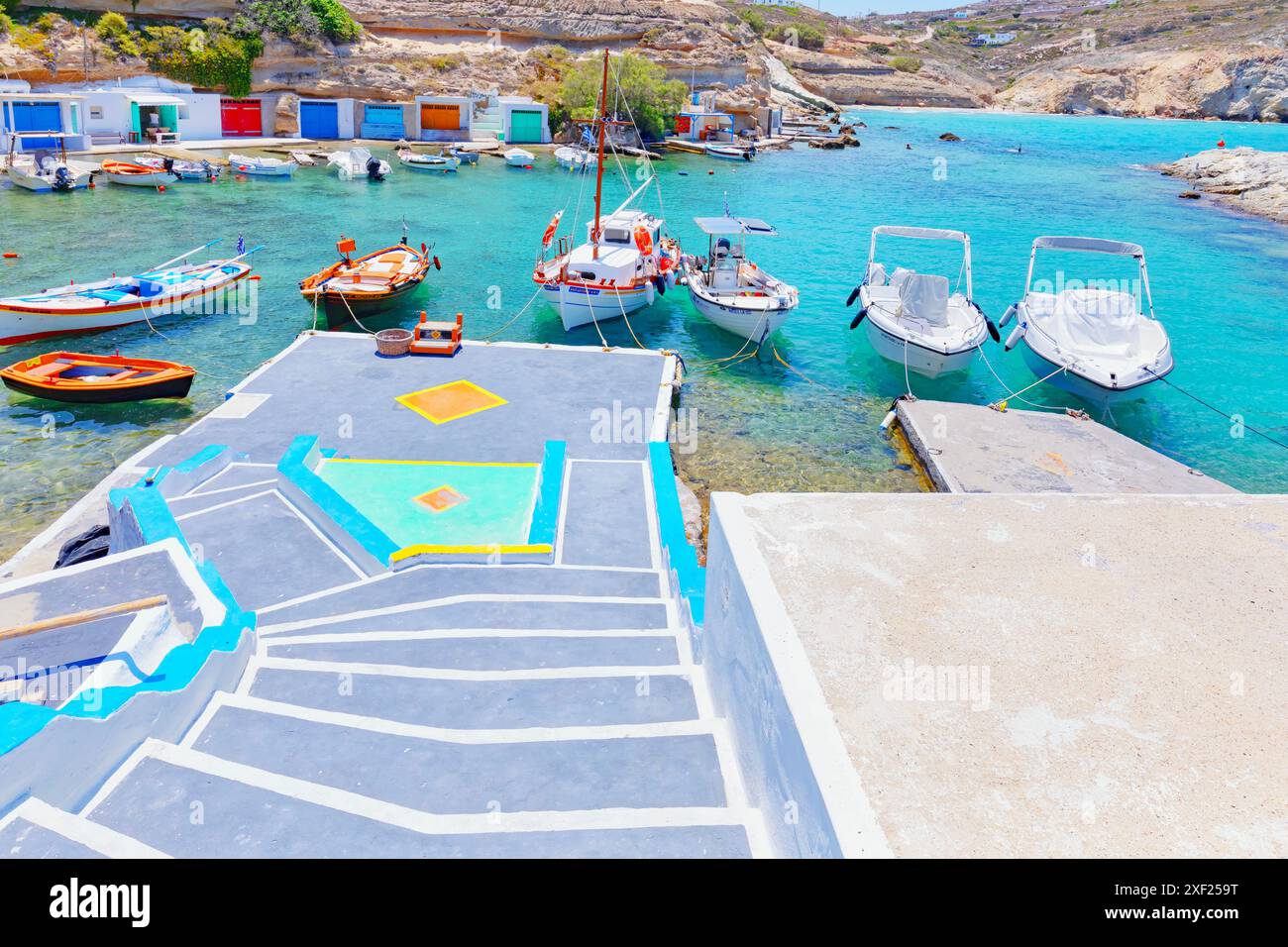 The small fishing village of Mandrakia, Mandrakia, Milos Island ...