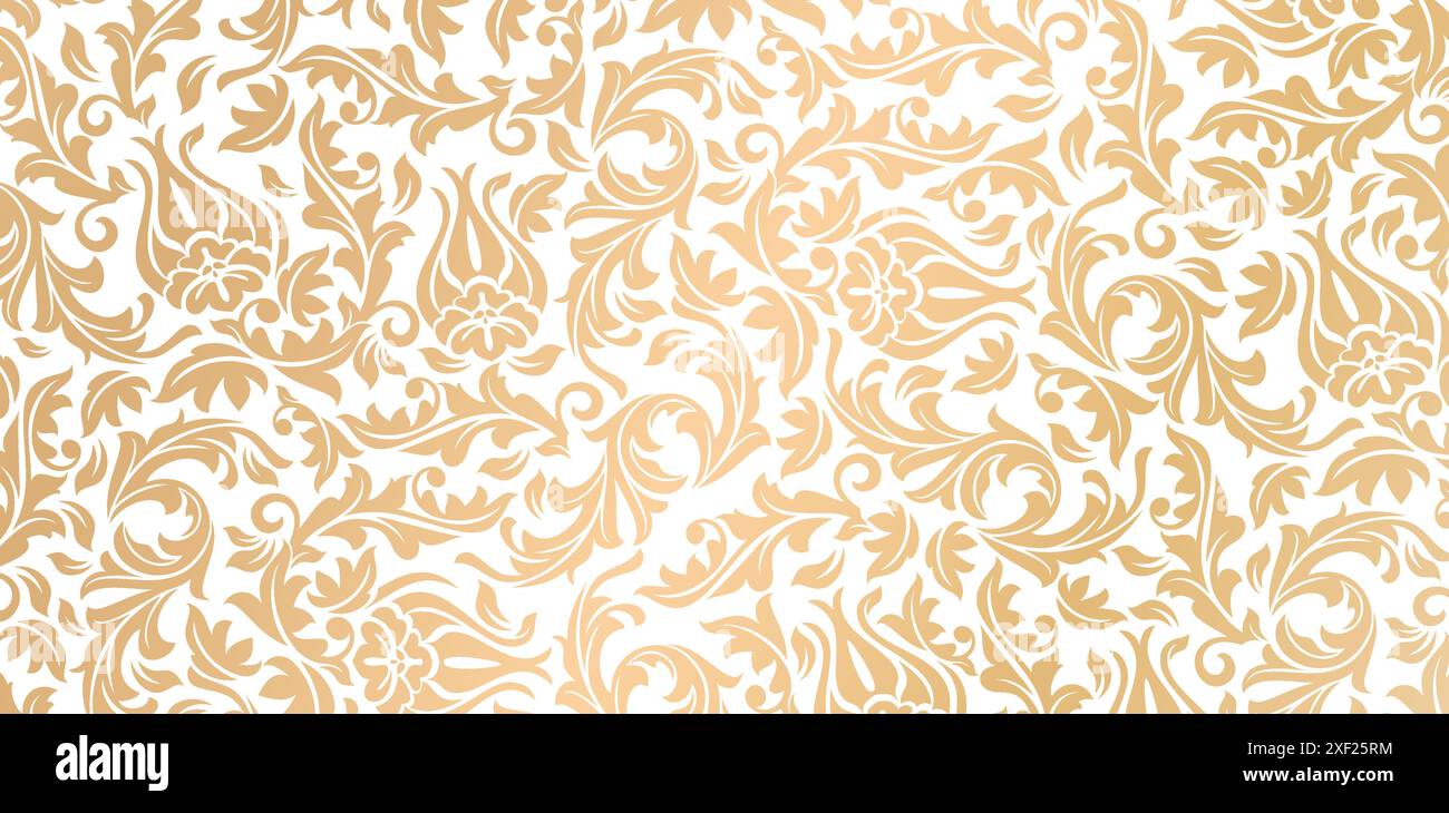 Vector golden damask seamless pattern element. Elegant luxury texture ...