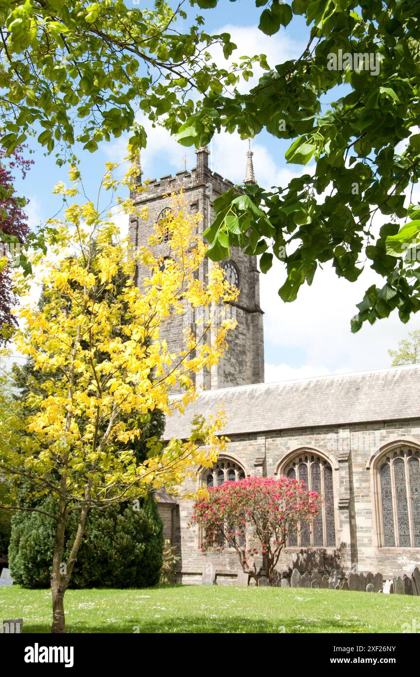 St Eustachius Church, Tavistock, Devon, UK - Church with square clock ...