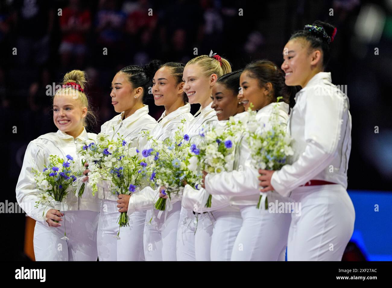 From left to right, Joscelyn Roberson, Suni Lee, Hezly Rivera, Jade ...