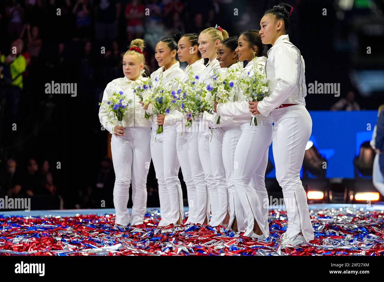 From left to right, Joscelyn Roberson, Suni Lee, Hezly Rivera, Jade ...