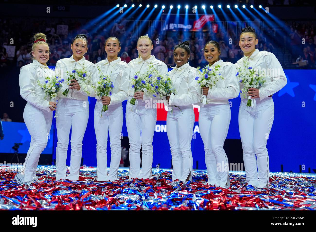 From left to right, Joscelyn Roberson, Suni Lee, Hezly Rivera, Jade ...