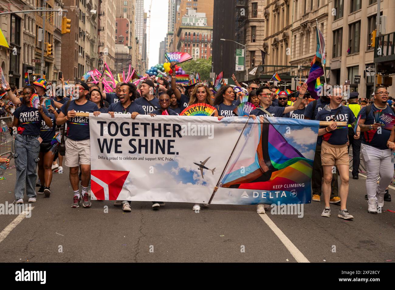NEW YORK, NEW YORK - JUNE 30: A Delta's Pride in Flight group ...
