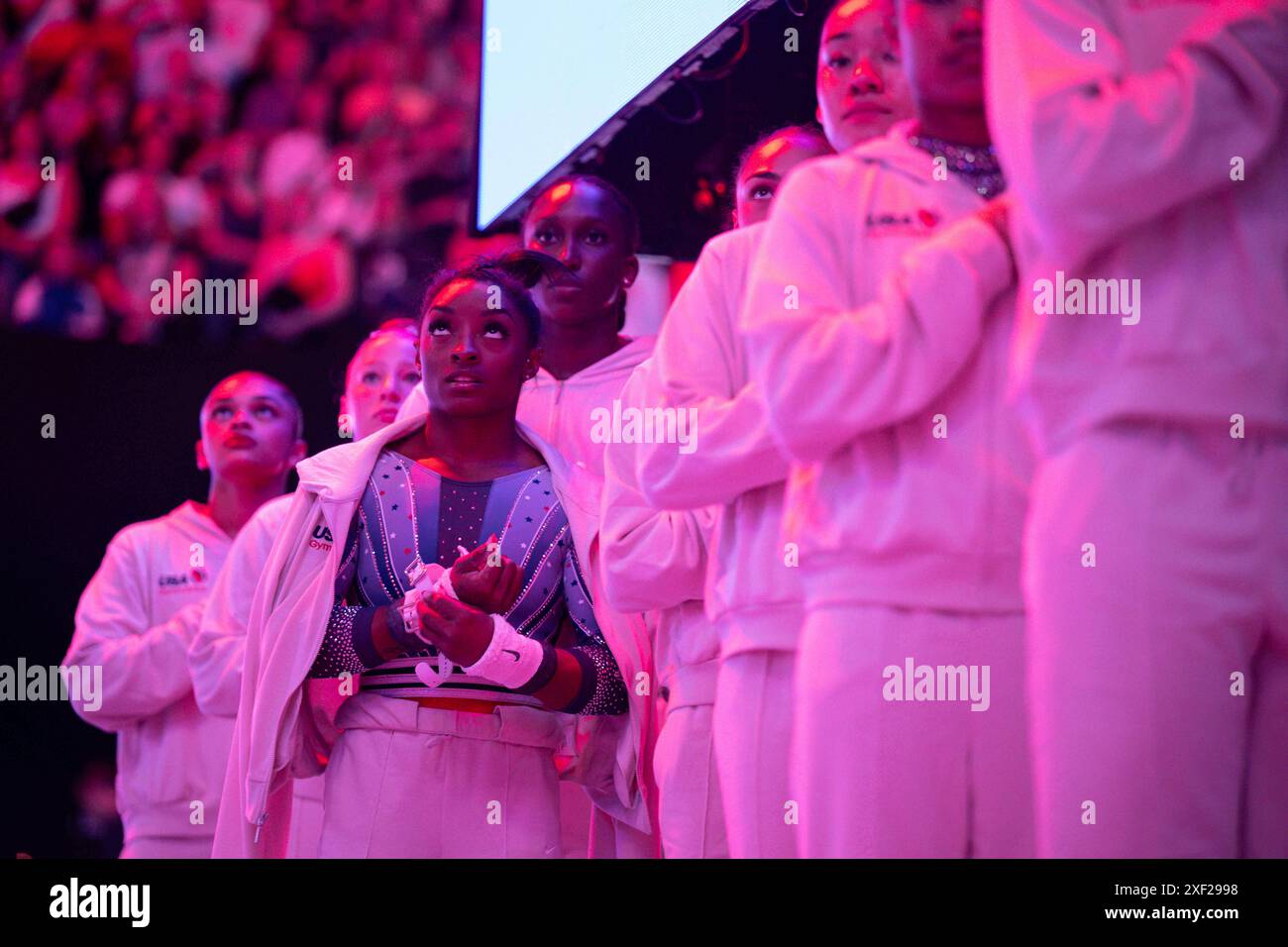 June 28, 2024, Minneapolis, Minnesota, US: SIMONE BILES looks to the ...