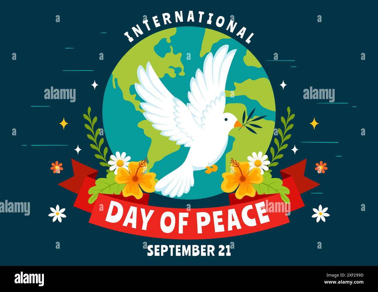 International Peace Day Vector Illustration with Hands, Pigeon, Globe ...