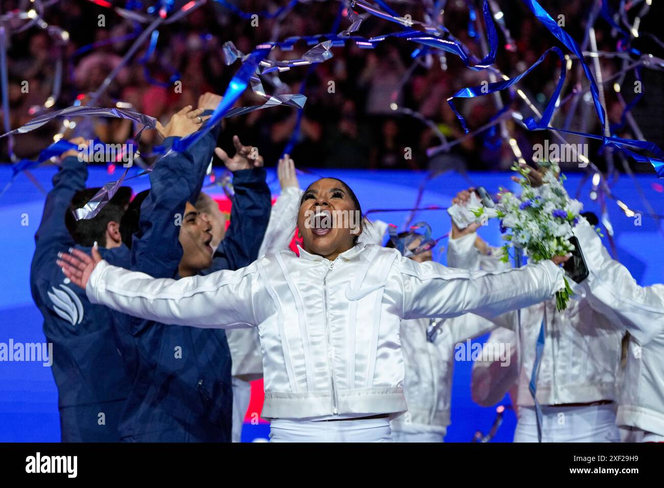 Jordan Chiles celebrates after she was named to the 2024 Olympic team ...