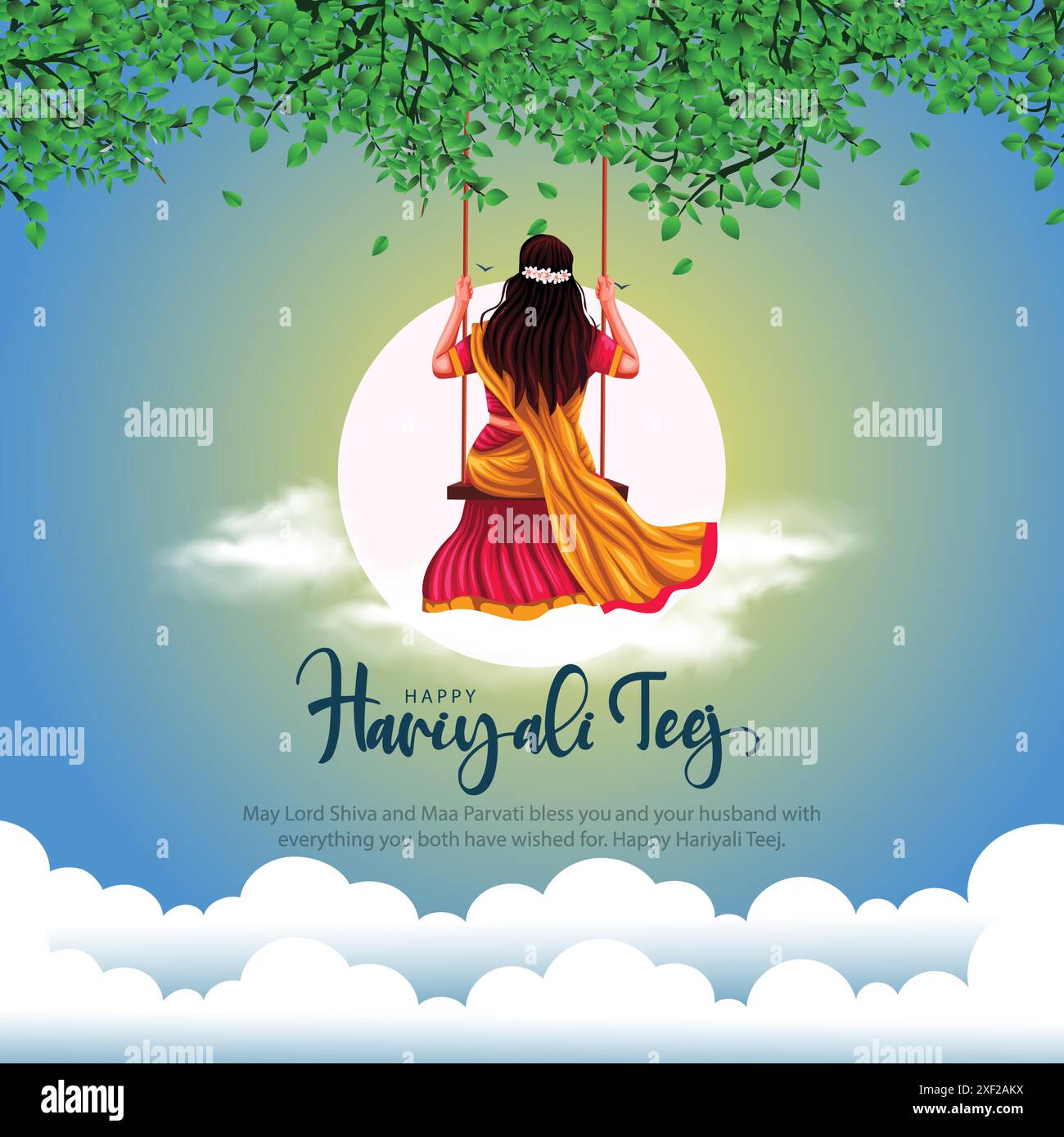 indian festival Happy Haryali Teej and Hartalika Teej. abstract vector ...