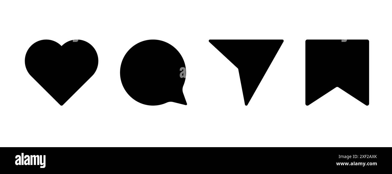 Media Icons interface social media like, chat, send and save symbols ...